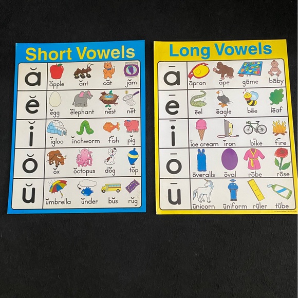 Other | Teacher Grab Bag Laminated Long And Short Vowel Chart | Poshmark